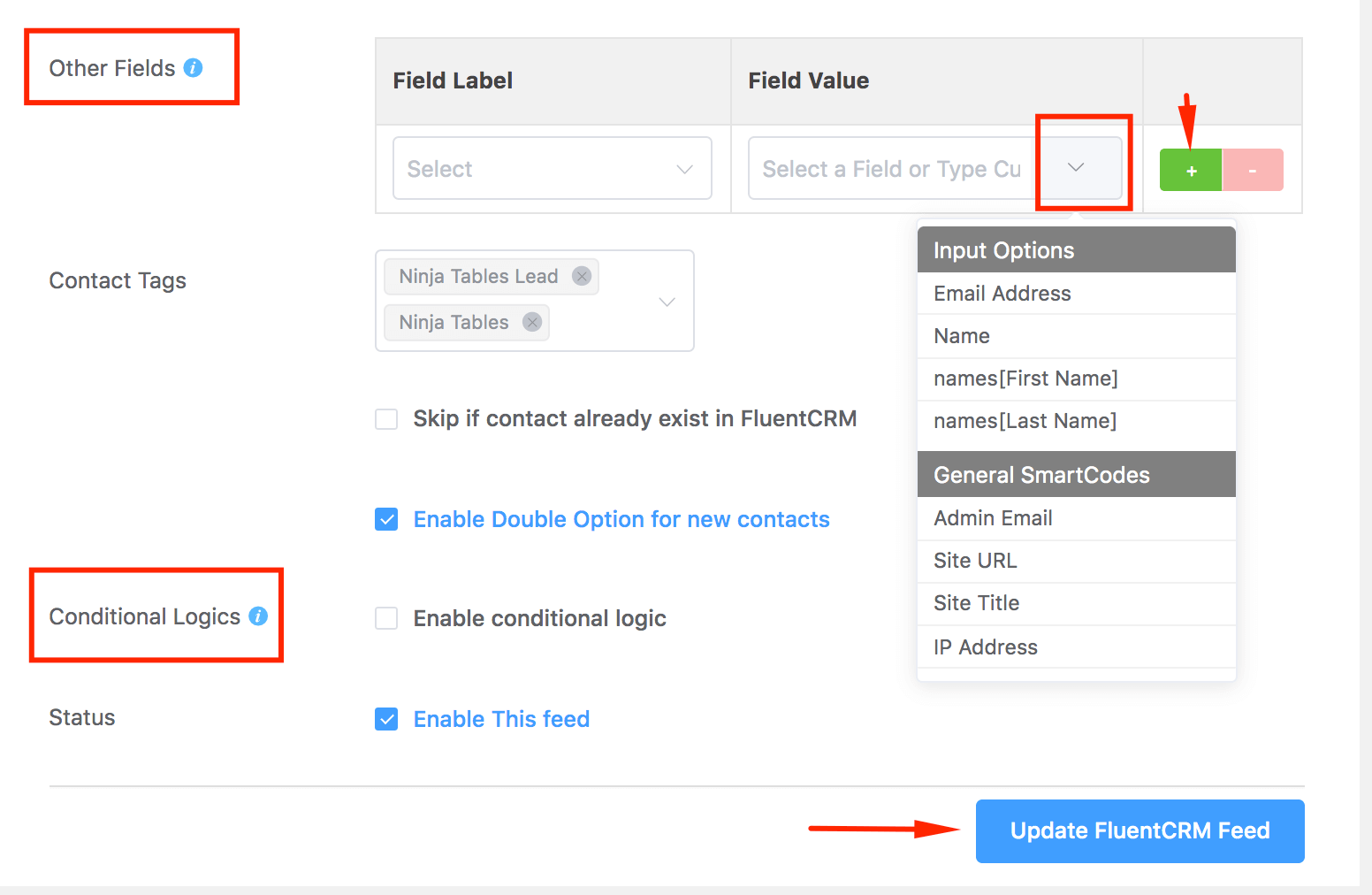 Fluent Forms Advanced Configuration - FluentCRM