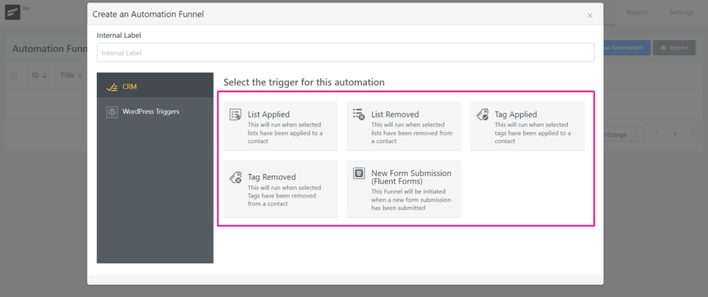 Automation Editor Fluentcrm