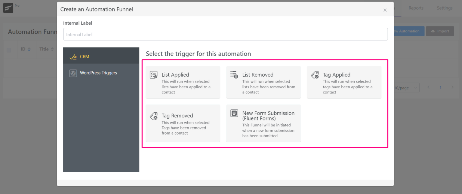 Automation Editor Fluentcrm