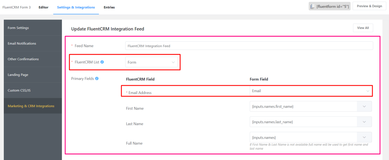 Fluent Forms Advanced Configuration Fluentcrm