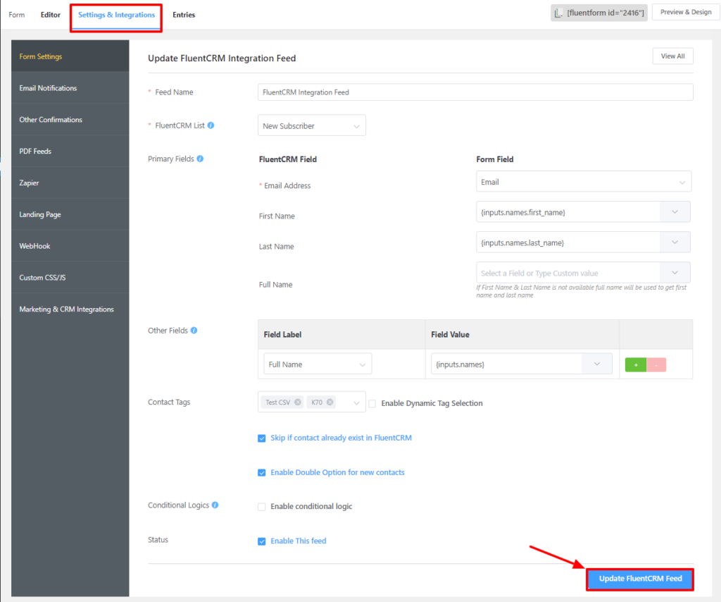 Fluent Forms Integration With Fluentcrm Fluentcrm