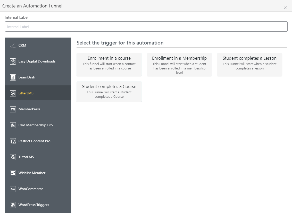 LifterLMS Integration with FluentCRM - FluentCRM