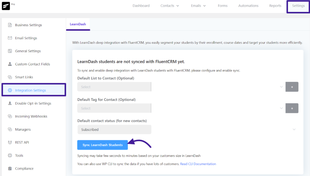 Learndash Integration with FluentCRM - FluentCRM