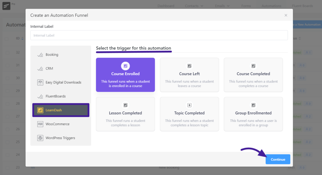 Learndash Integration with FluentCRM - FluentCRM