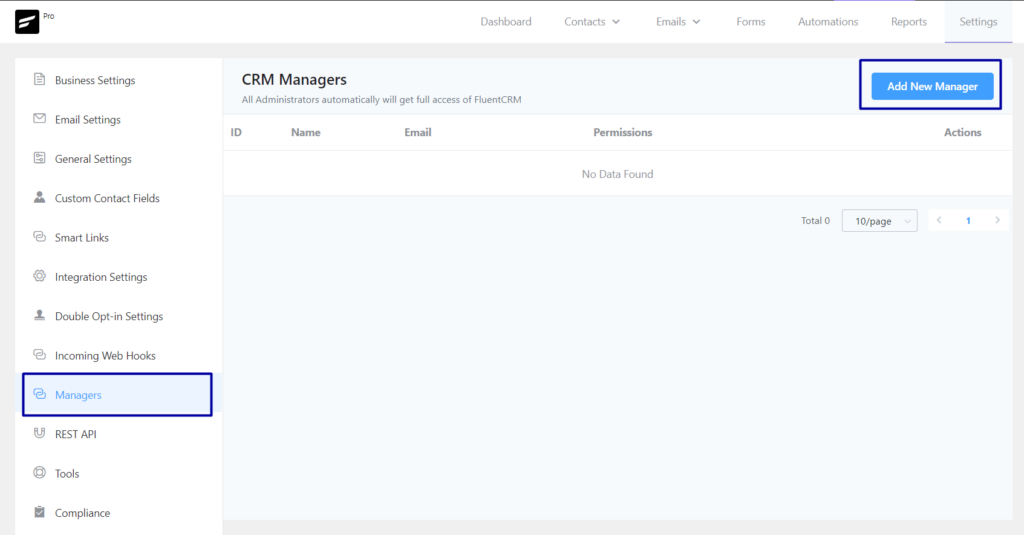 Managers - FluentCRM
