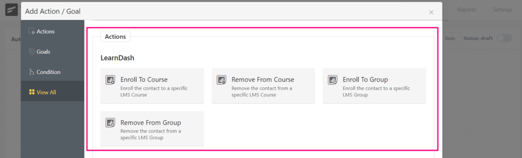 LMS Actions - FluentCRM