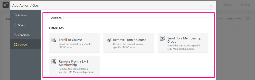 LMS Actions - FluentCRM