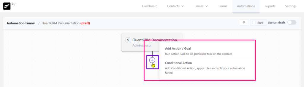 Automation Editor Fluentcrm