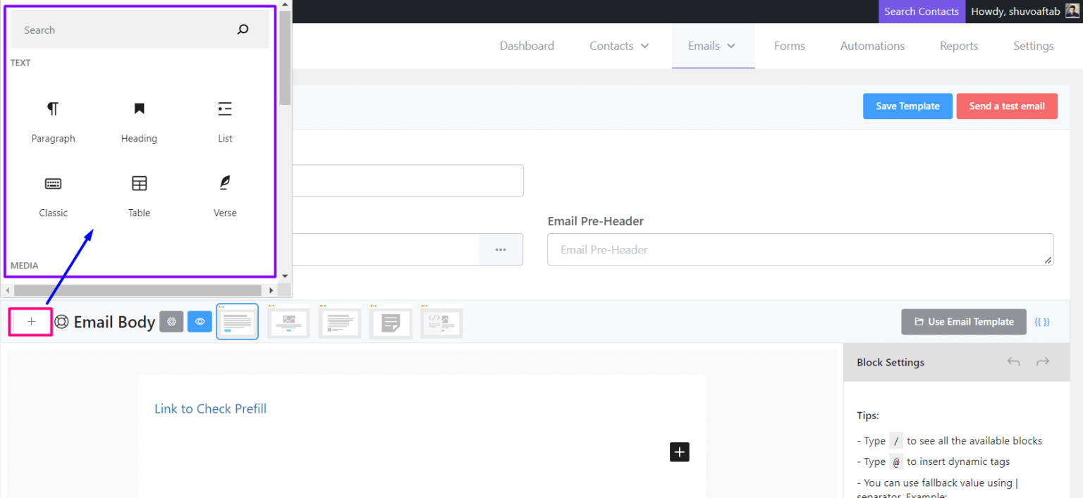 Content Blocks in Email Editor - FluentCRM