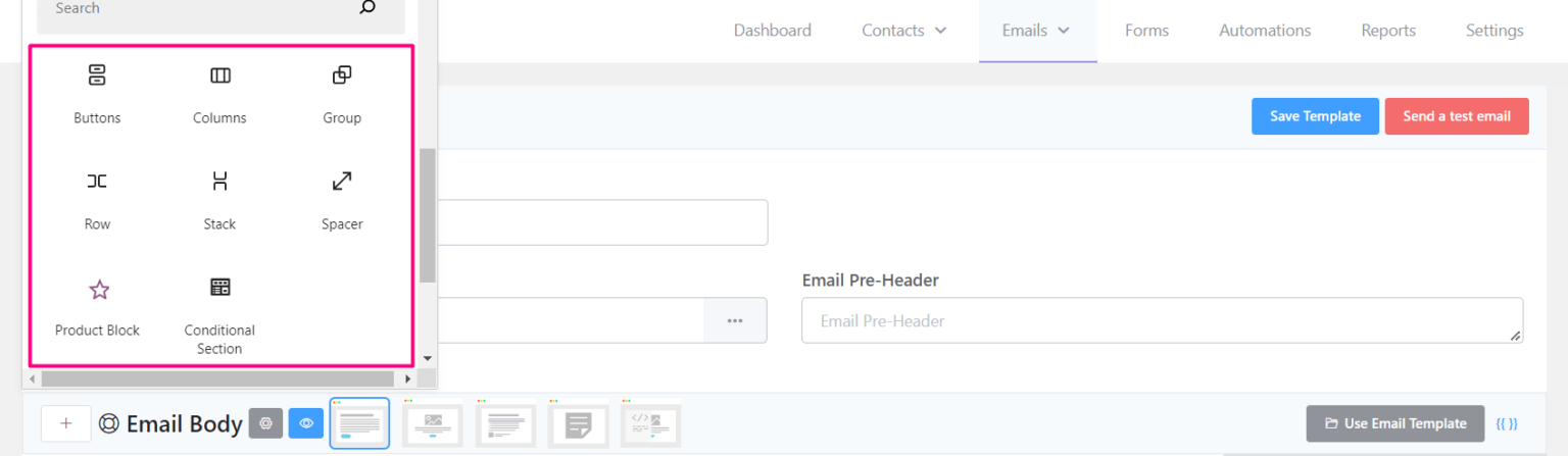 Content Blocks in Email Editor - FluentCRM