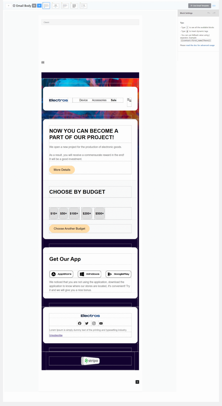 Content Blocks in Email Editor - FluentCRM