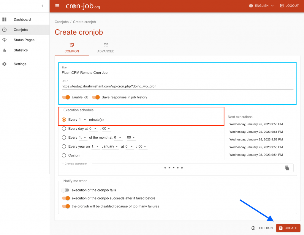 Cron Job: FluentCRM Cron with Cron-job.org - FluentCRM