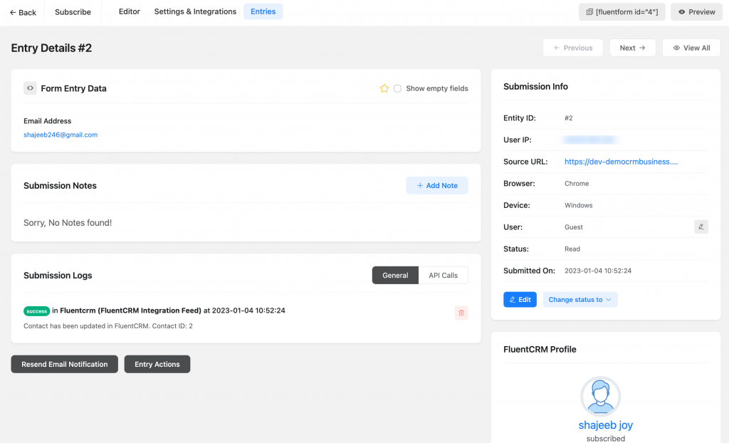 Contact Overview - FluentCRM