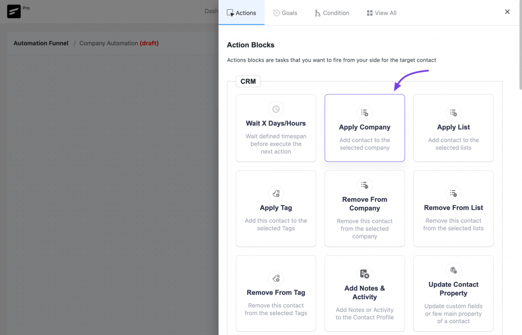 Primary Actions - FluentCRM