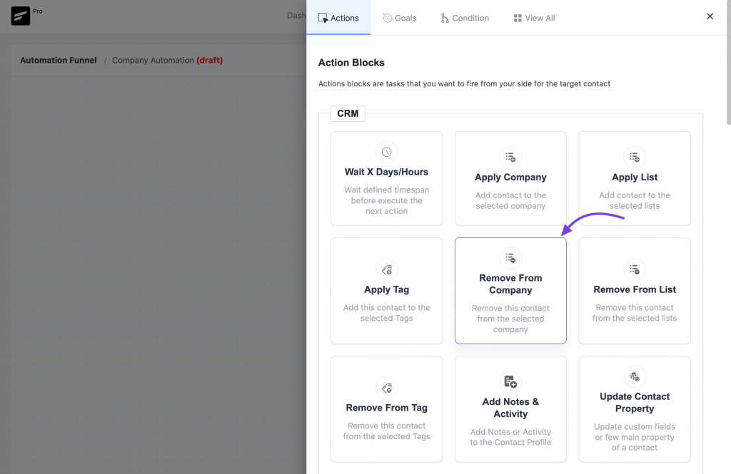 Primary Actions - FluentCRM